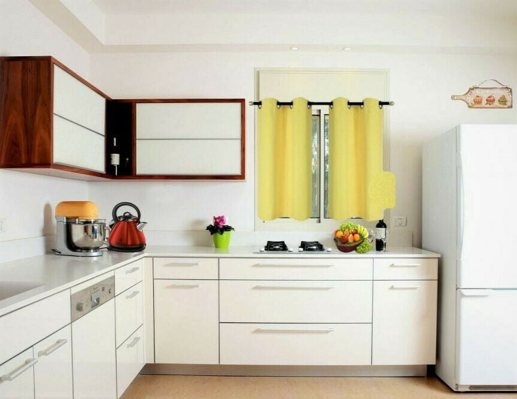 Grommet top short window panels thermal insulated solid yellow color ...