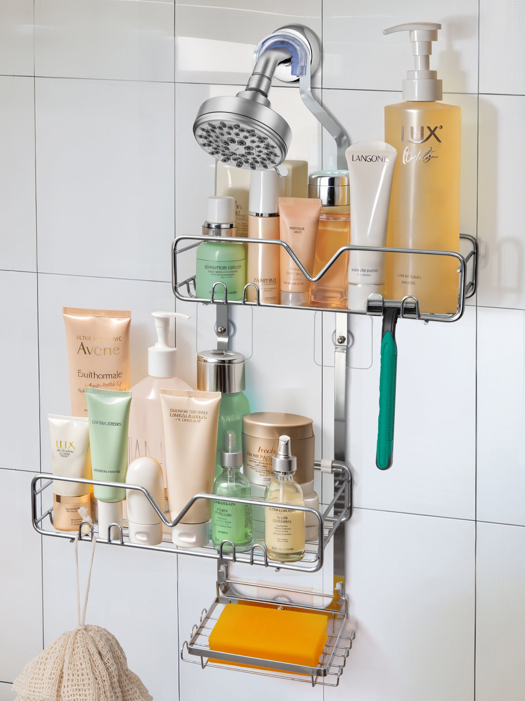 Gronda Hanging Shower Caddy Over Head with 14 Hooks, 3 Tier Shower ...