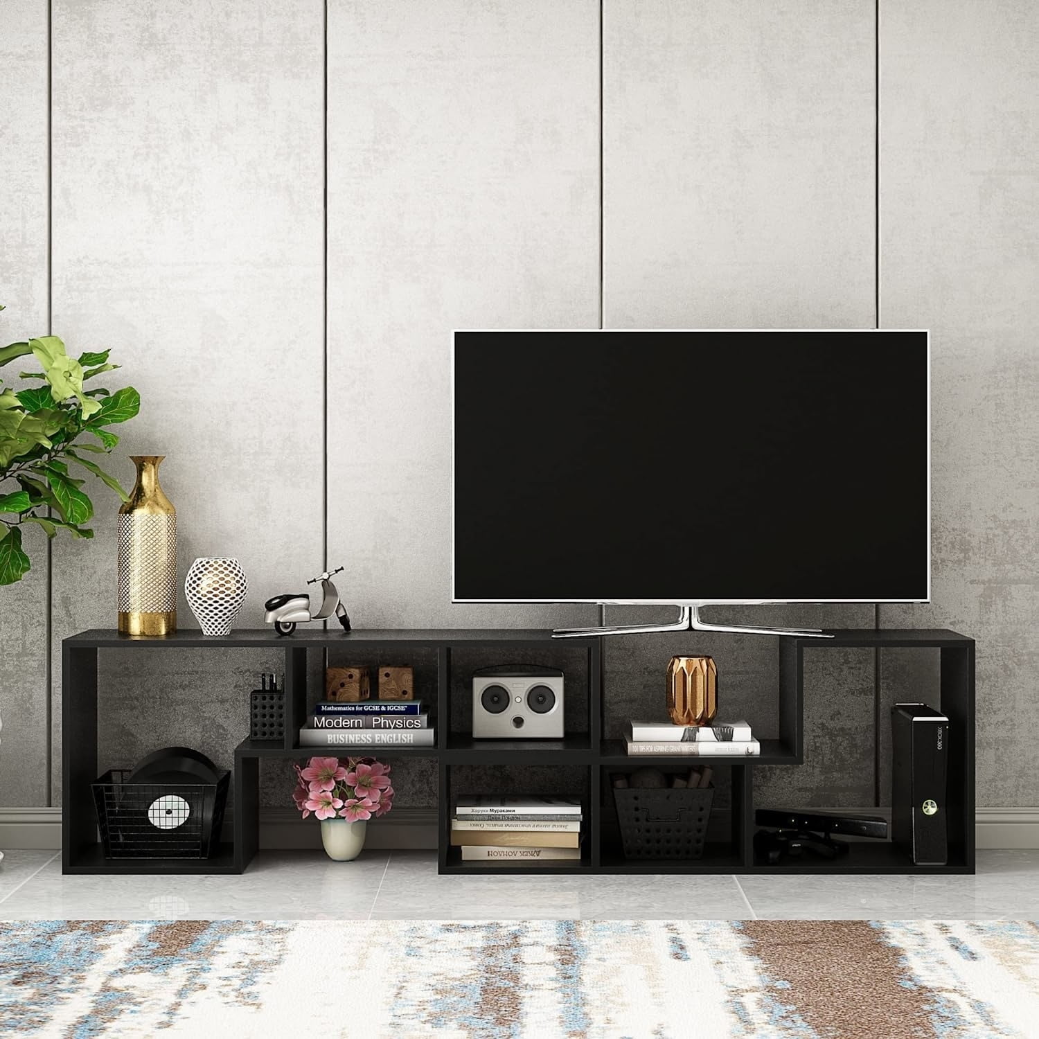 Grondin 2-Piece L Shaped TV Stand, Multi-Functional Home Furniture ...