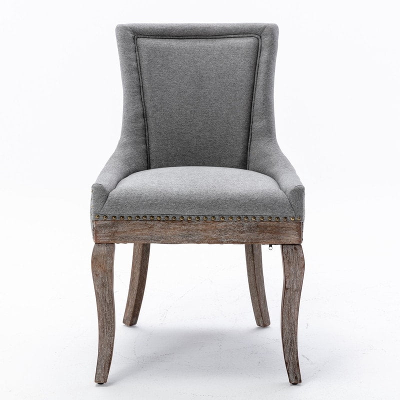 Grondin French Country Vintage Style Dining Chair Set of 2 with Linen ...