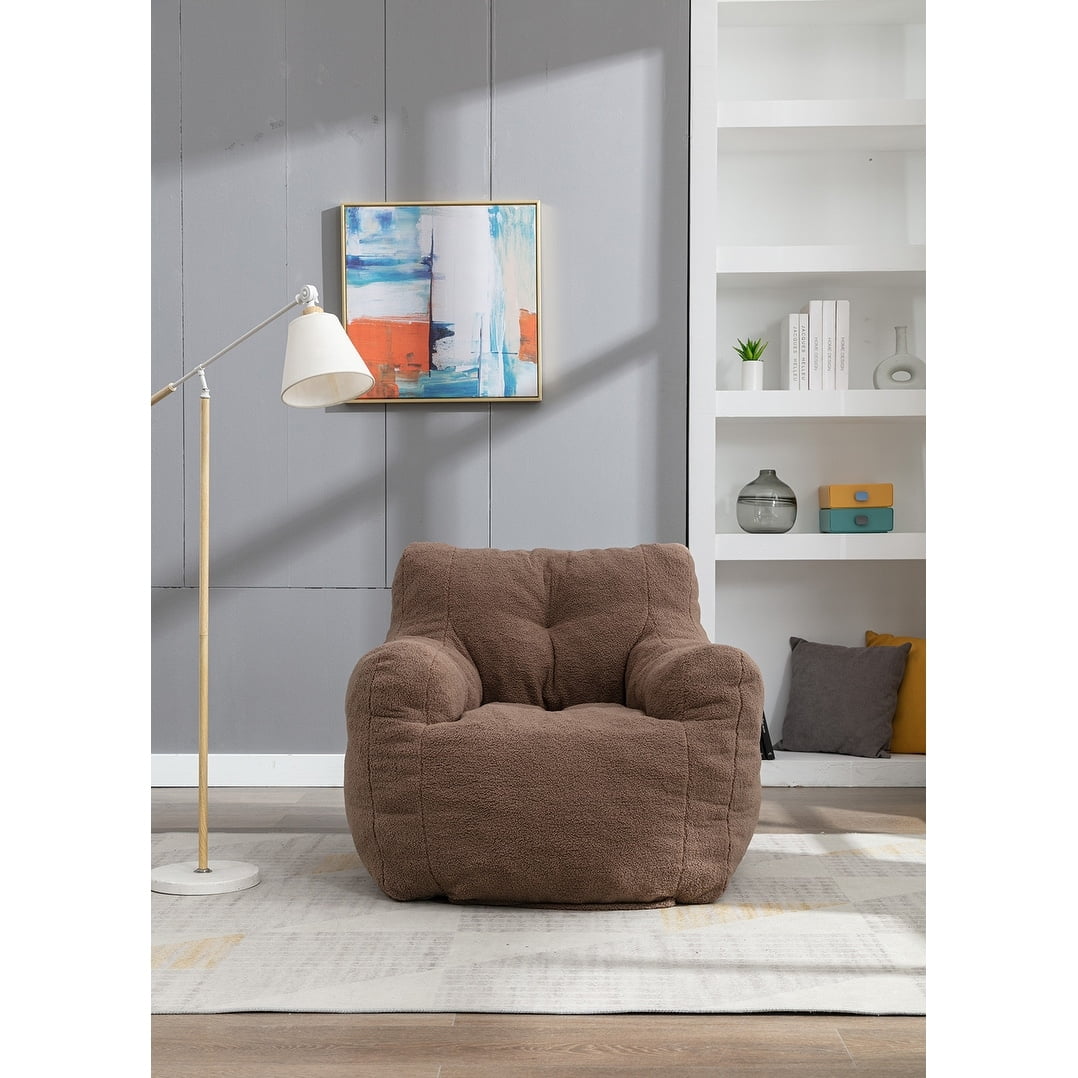 Grondin Mid-Century Modern Faux Fur Fabric Upholstery Bean Bag Chair ...