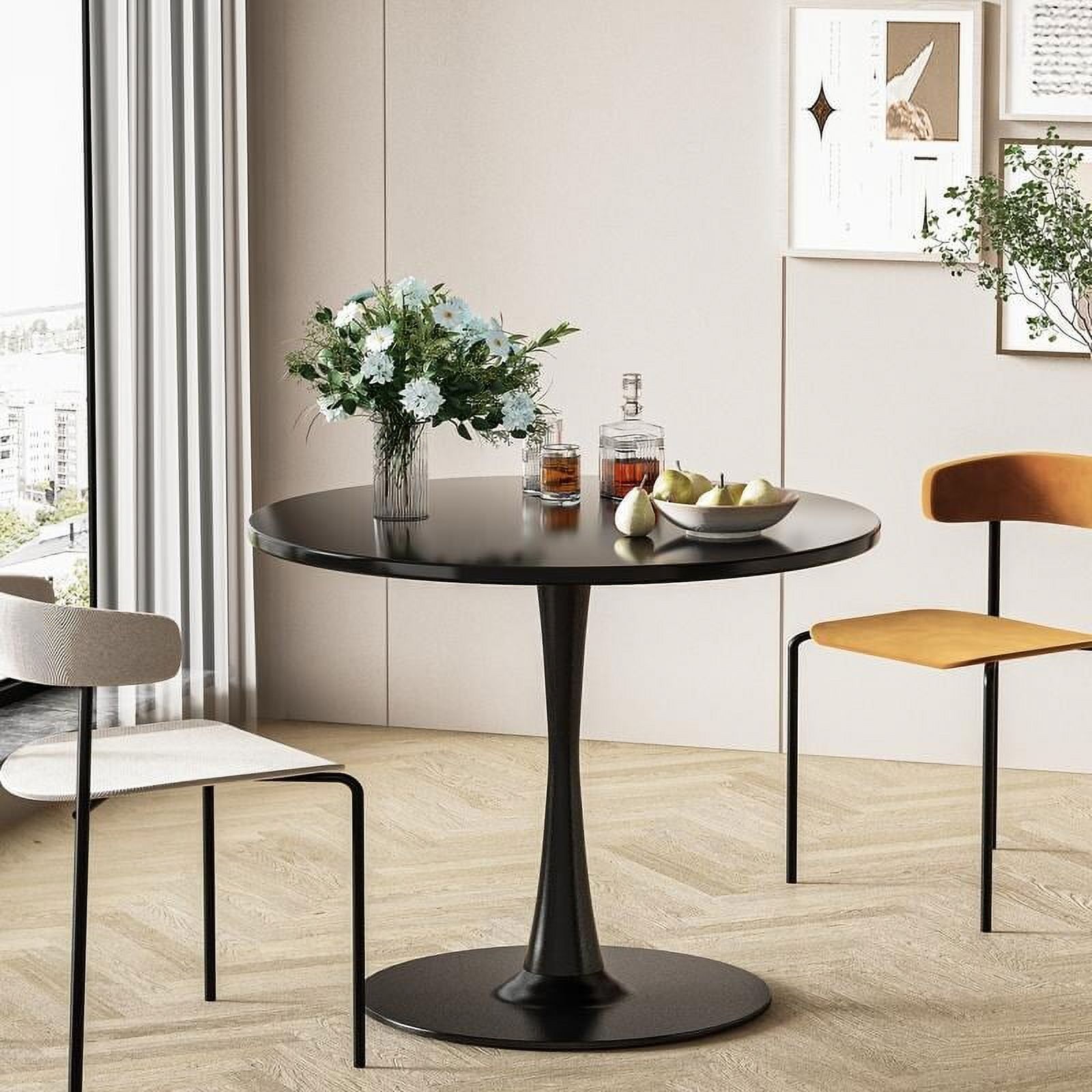 Grondin Mid-Century Modern Round Kitchen or Dining Table with Premium ...