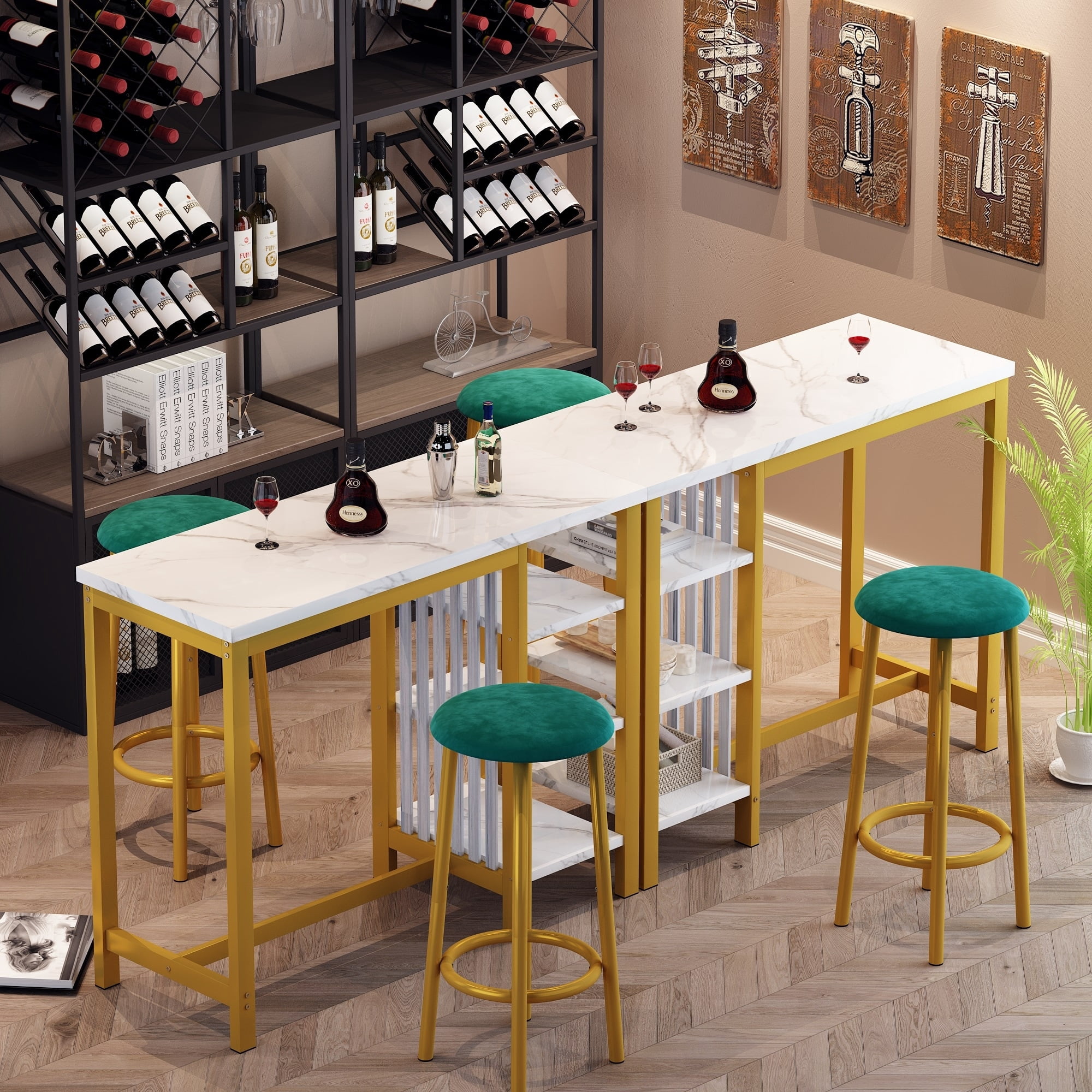 Grondin Modern Contemporary Faux Marble 3 Piece Bar Table Set with 2 ...