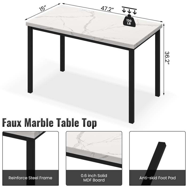 Grondin Modern Style Faux Marble Top 5-Piece Casual Dining Room Table ...