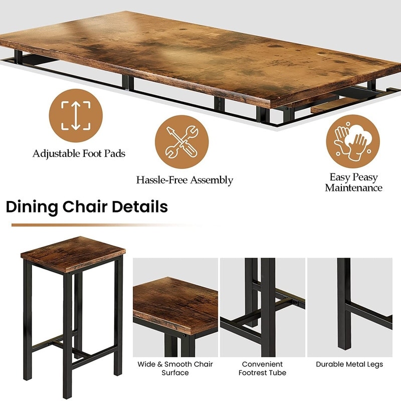 Grondin Rustic Industrial Style 5-Piece Dining Set with Rectangle Dinng ...