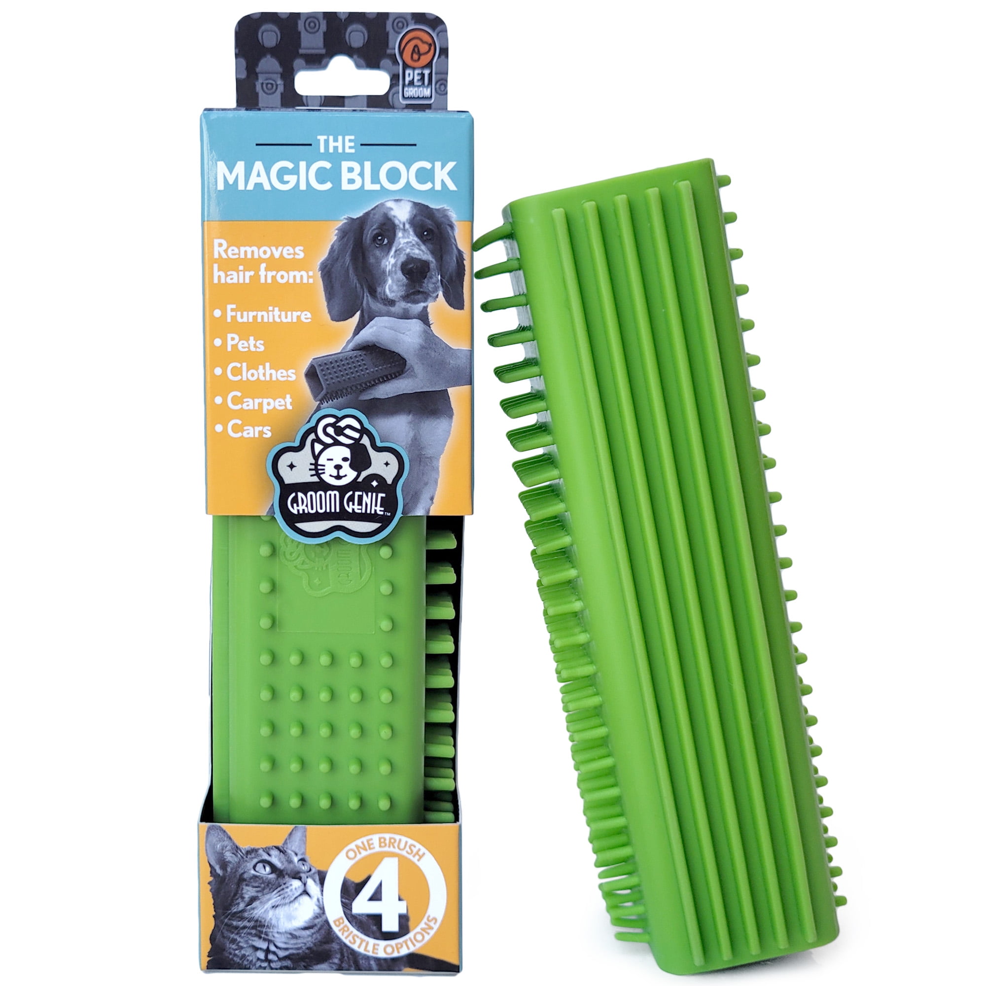 Groom Genie The Magic Block Pet Hair Removal Brush in Green - Walmart.com