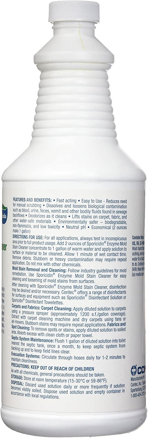 Groom Industries Sporicidin Enzyme Cleaner Concentrate, 32 Ounce ...