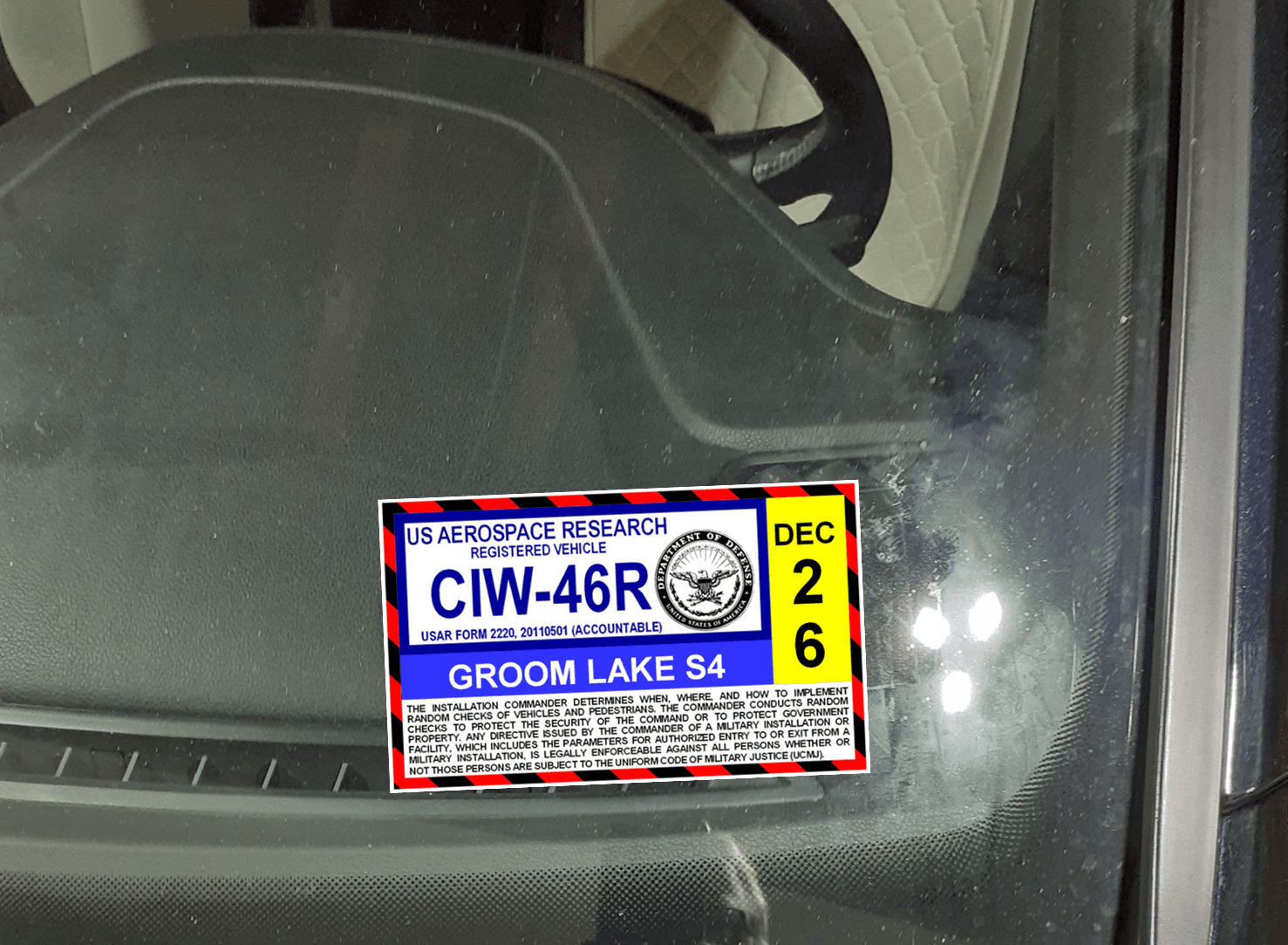 Groom Lake AFB Area S4 Parking Decal (Area 51) UFO Top Secret Base ...