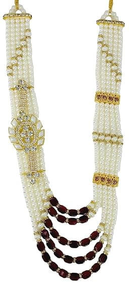Groom Necklace for Sherwani Dulha Moti Pearl Mala for Wedding Maharaja ...