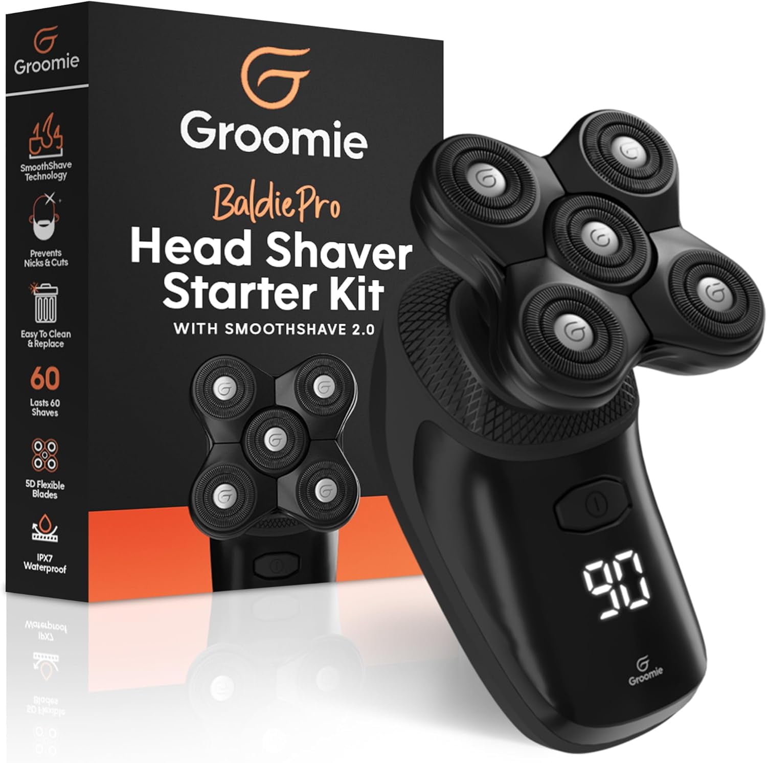 Groomie BaldiePro Cordless Electric Head Shaver for Men, Waterproof ...