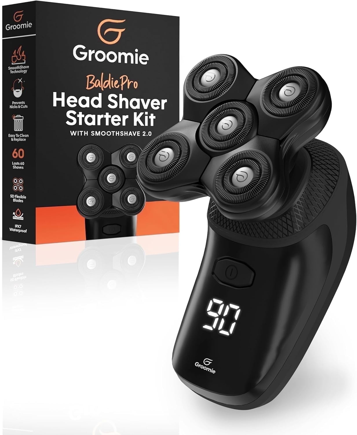 Groomie BaldiePro Cordless Electric Head Shaver for Men, Waterproof ...