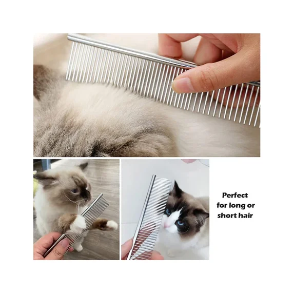 Grooming Dog Combs, 2 Pack Metal Round Tooth Dog Combs For Long And ...