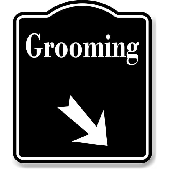 Grooming Room 45 Degree Down Right Arrow BLACK Aluminum Composite Sign ...