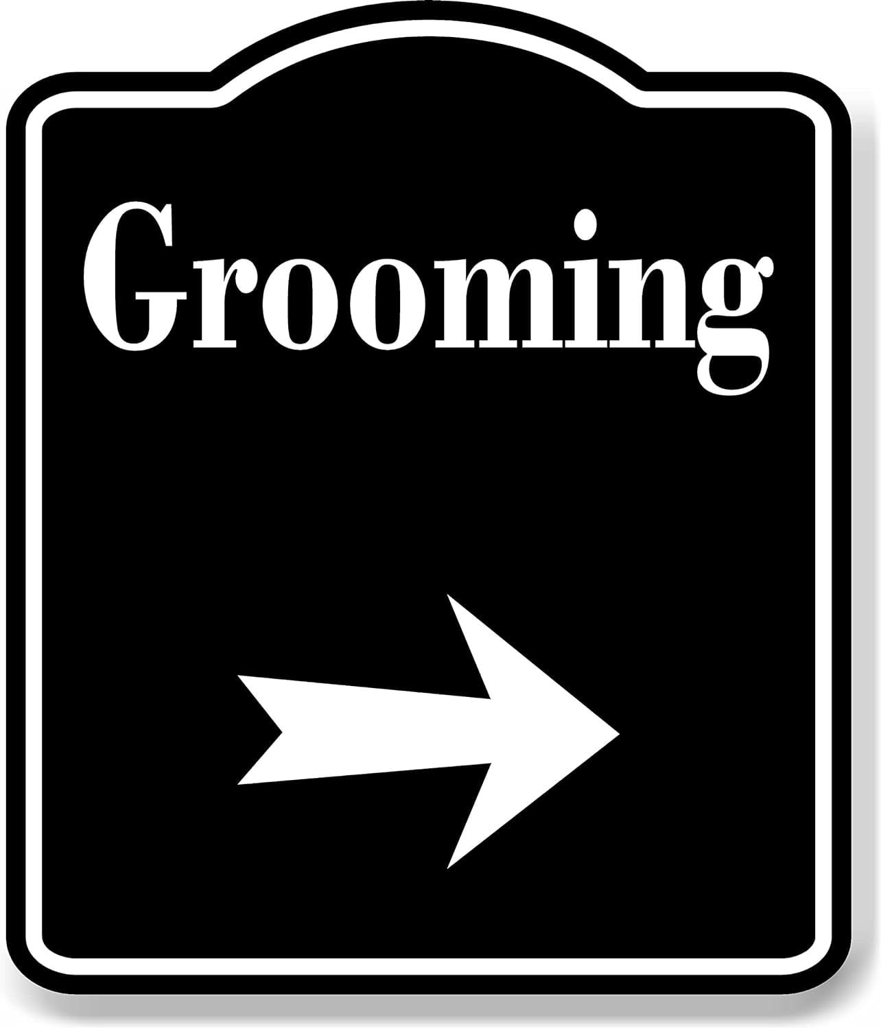 Grooming Room Right Arrow BLACK Aluminum Composite Sign, 15"x18 ...