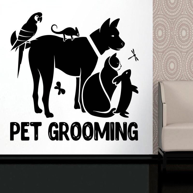 Grooming Salon Art Stickers - Puppy Animal Care Decal For Pet Shop ...