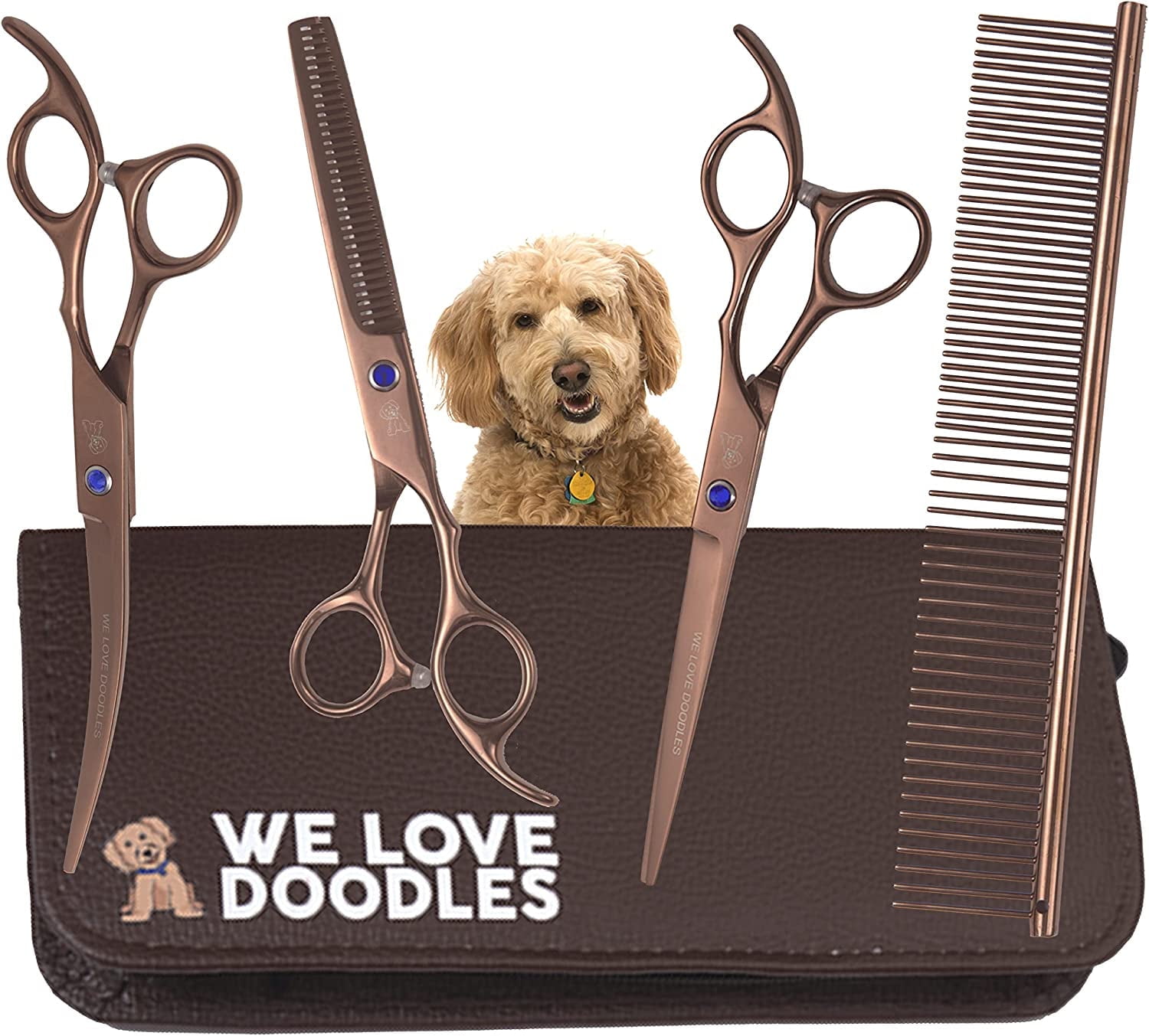 We Love Doodles Dog Grooming Scissors Kit, Curved, Straight, Thinning ...