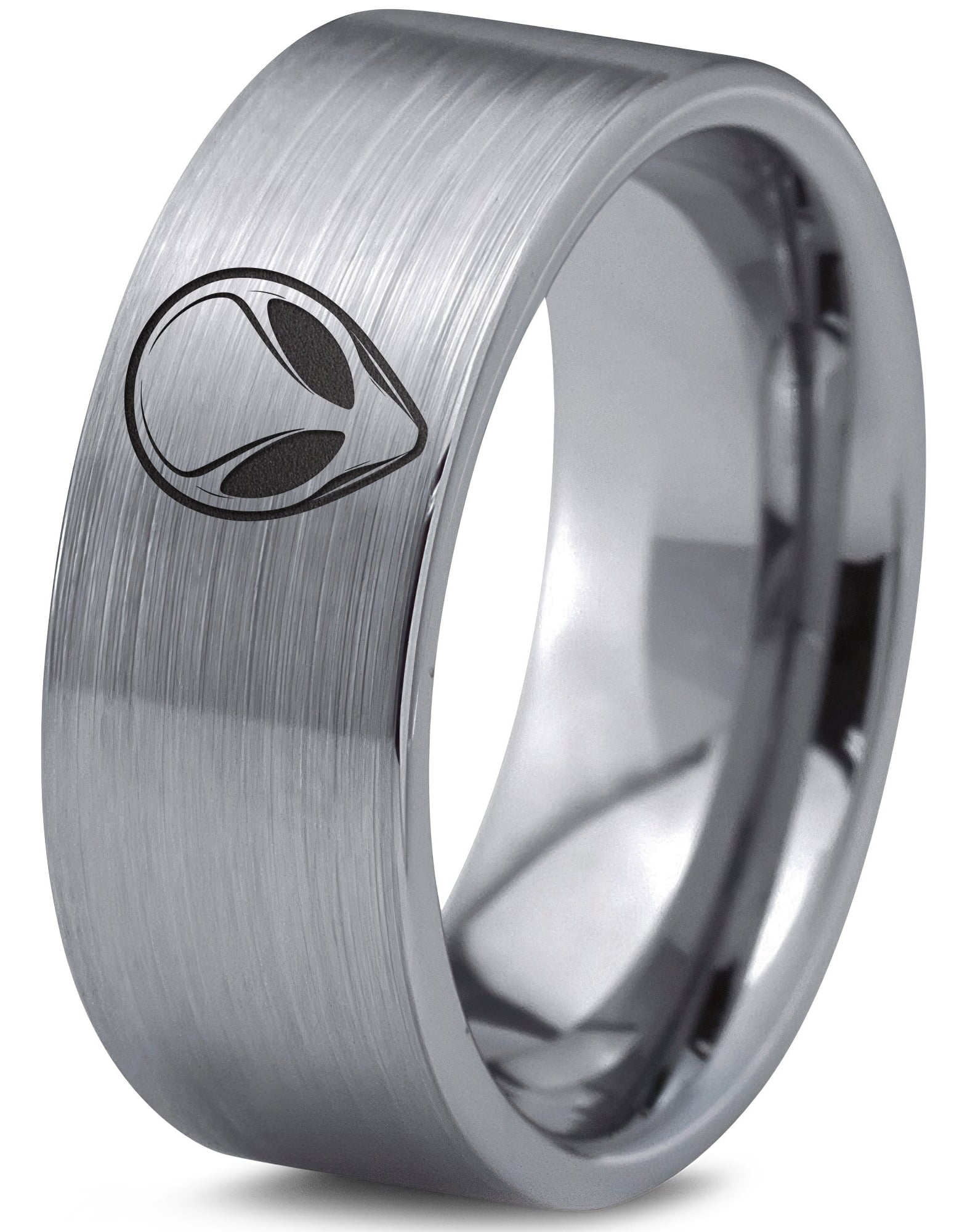 Groomsmen Gifts Tungsten Gamer Initial Ring Grey Rings for Men 50th ...