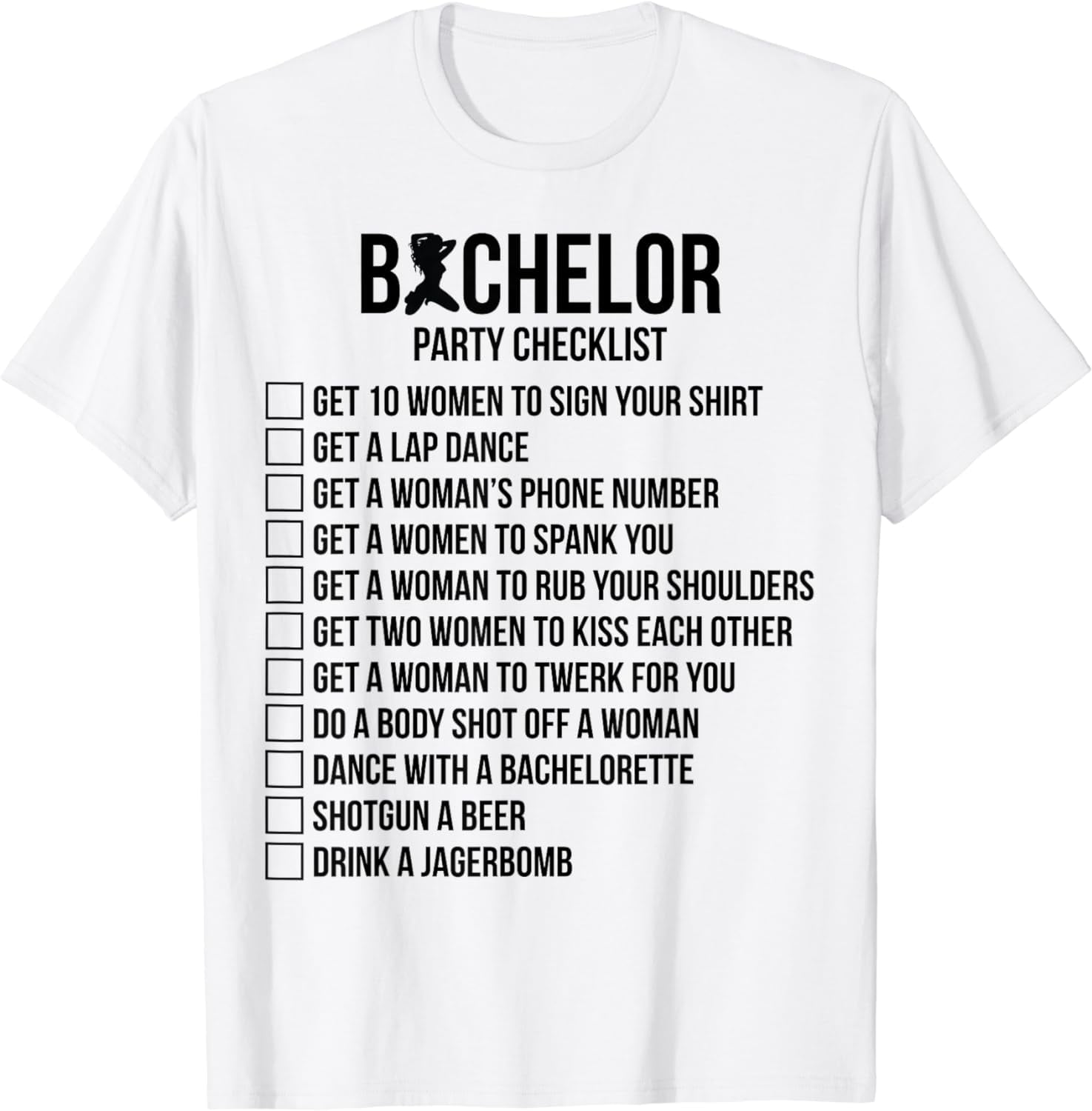 Groomsmen Groom Squat Men Bachelor Supplies Party Checklist T-Shirt ...