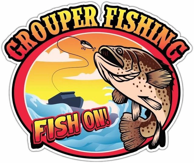 Grooper Fishing Fish On Fisherman Ocean Car Stickerphone Decal Water ...