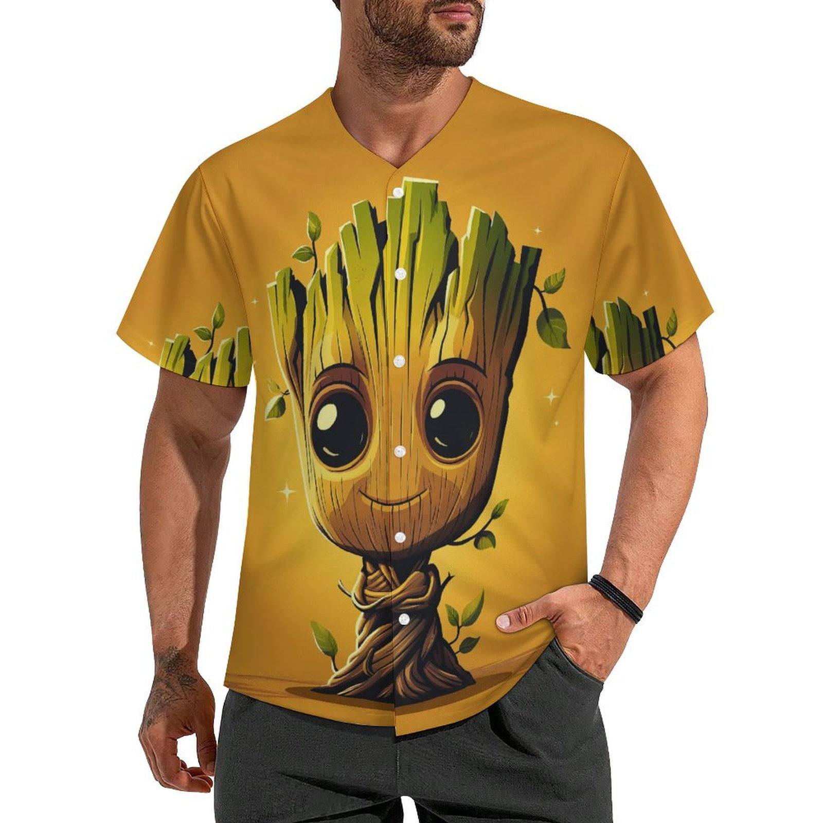 Groot Baseball Jersey Button Down Personalized T-shirt Sports Fans ...