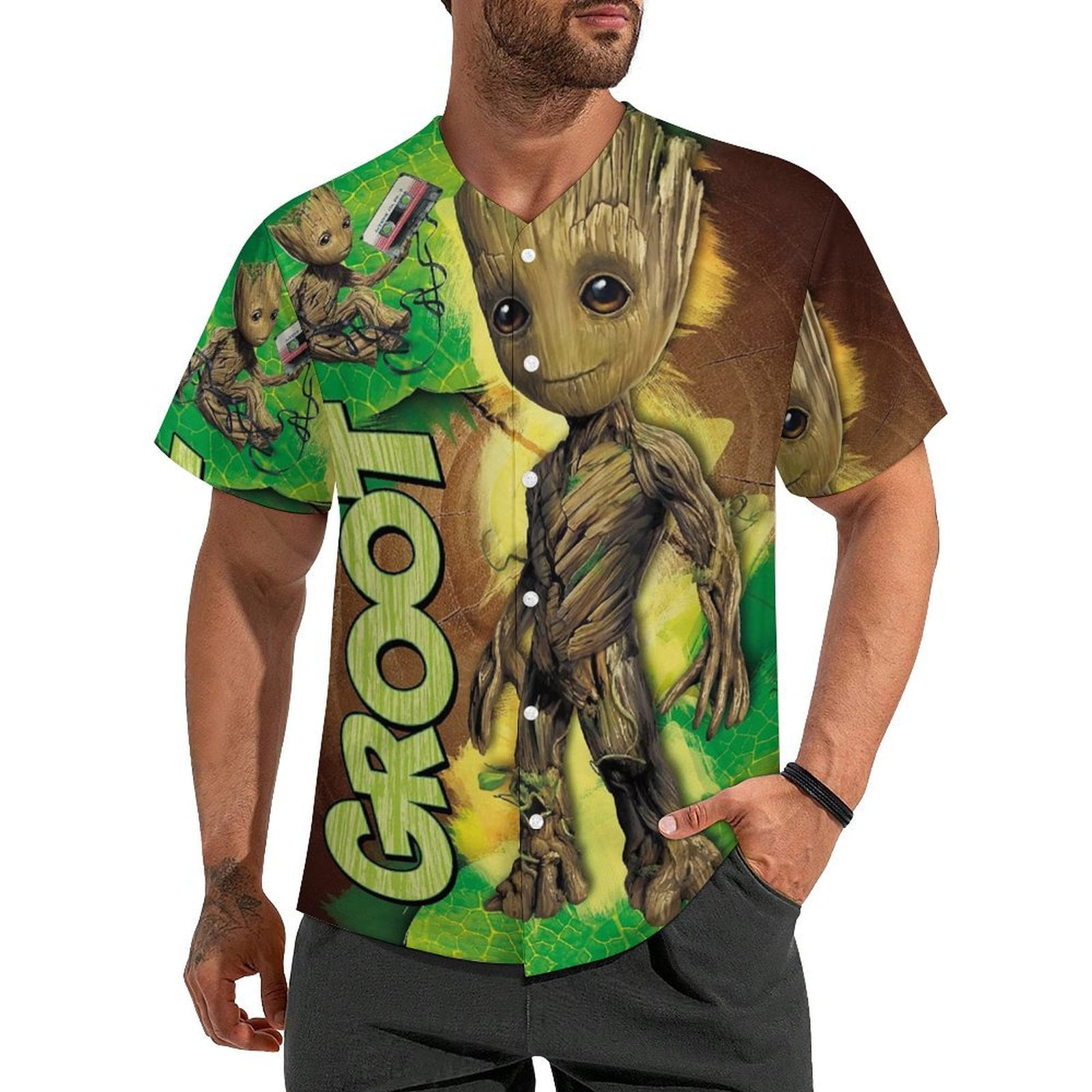 Groot Baseball Jersey Button Down Personalized T-shirt Sports Fans ...