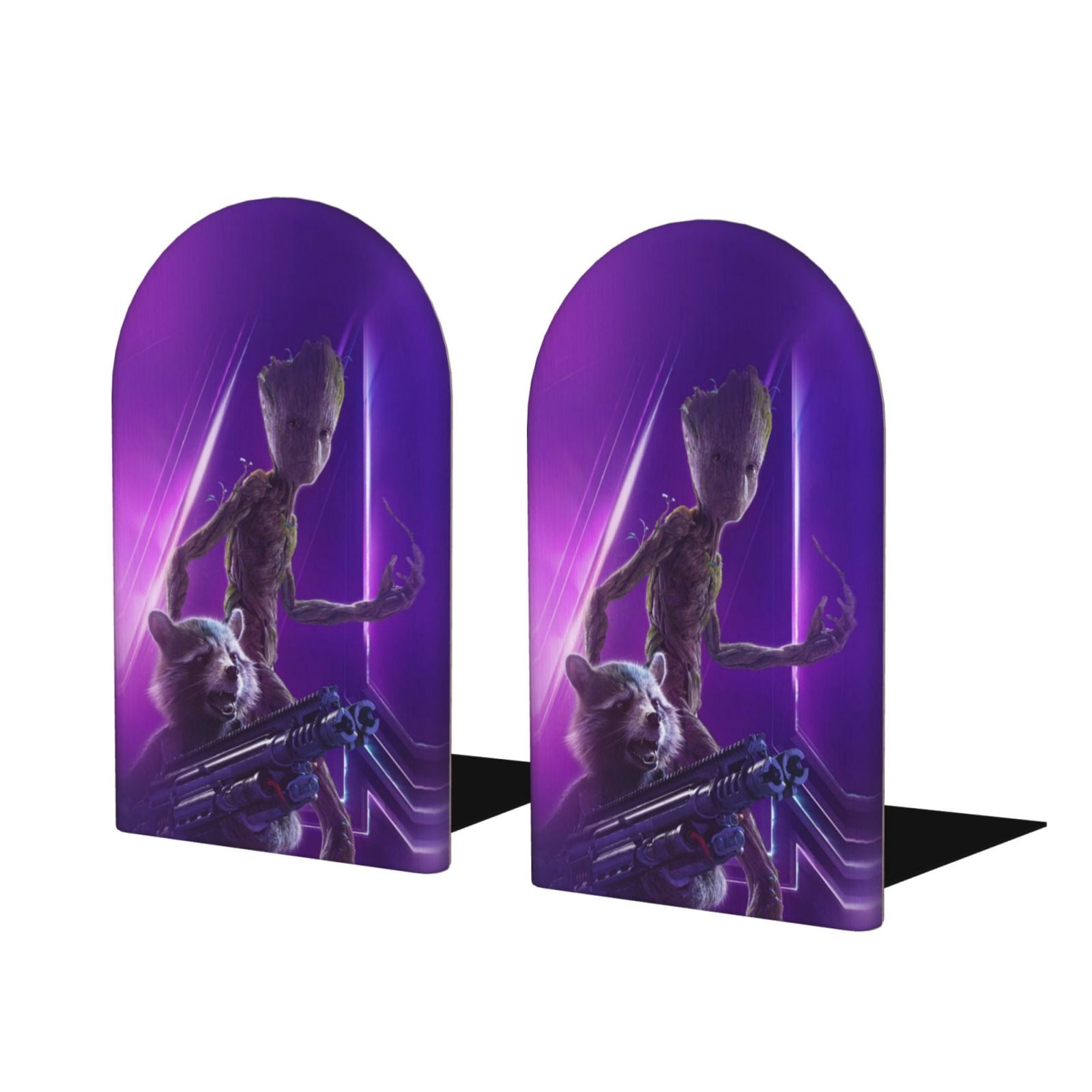 Groot Bookends Wood Book Divider Decor Shelves Non-Skid Book Stand 2 ...