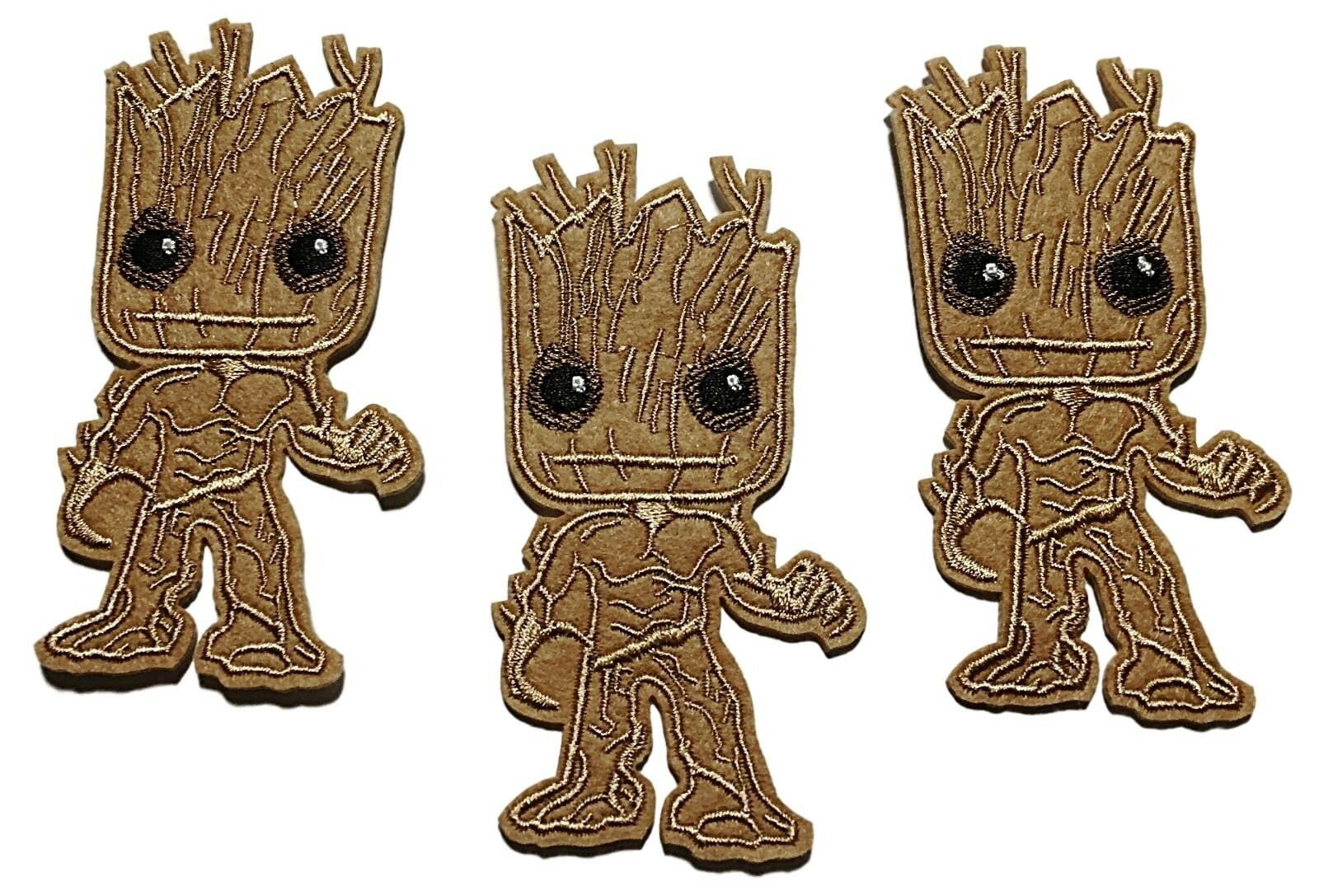 Groot Character 4" Tall Embroidered Patch Set of 3 Iron On Patches ...