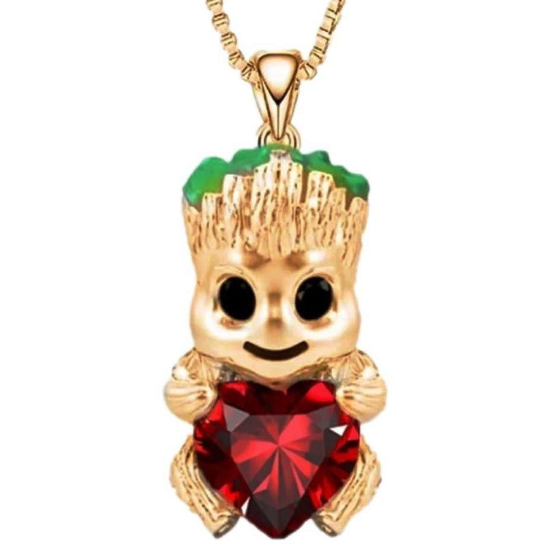 Groot Character With Red Heart Metal Pendant Necklace - Walmart.com