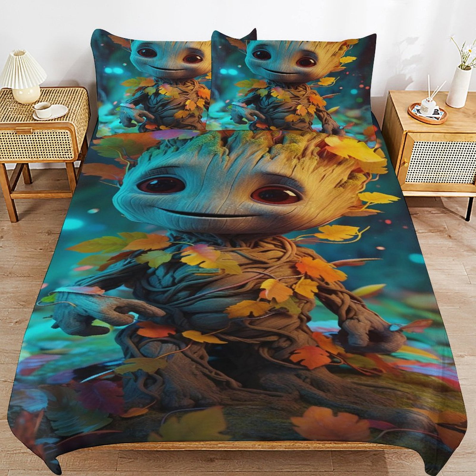 Groot Duvet Cover 3 Pcs Set Cute Kids Comforter Cover with 2 ...
