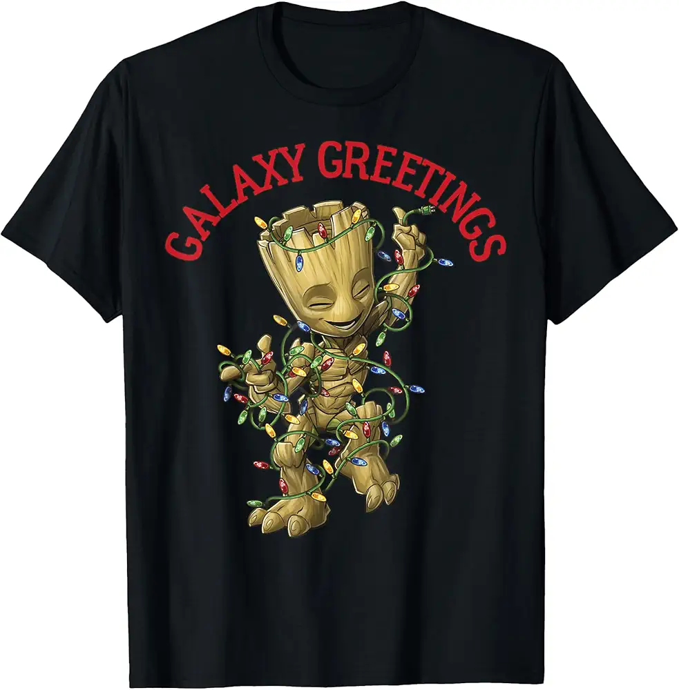 Groot Galaxy Greetings Holiday Christmas Short Sleeve T-Shirt up to ...