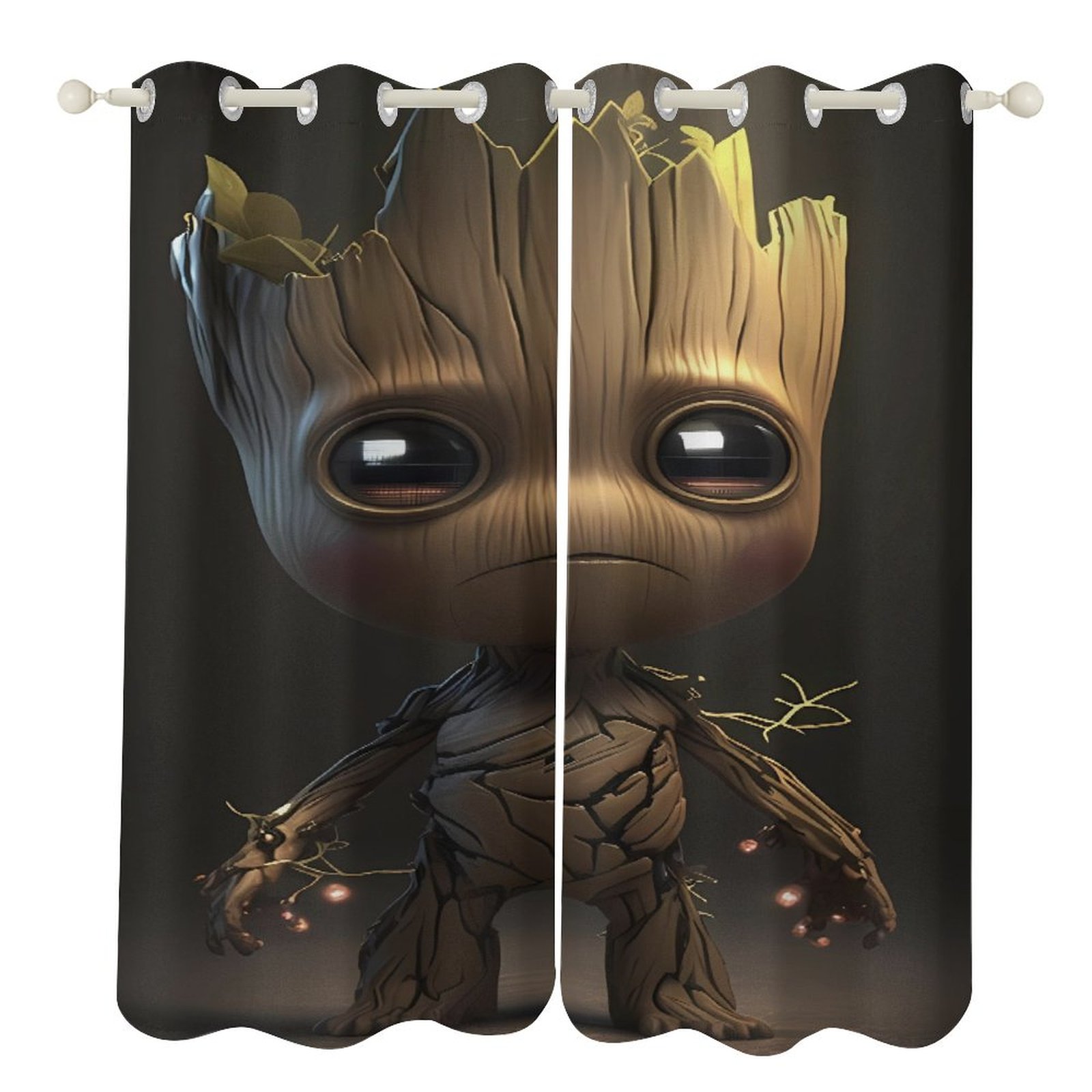 Groot Perforated Curtain Blackout Curtains Decorative Apartment Bedroom ...