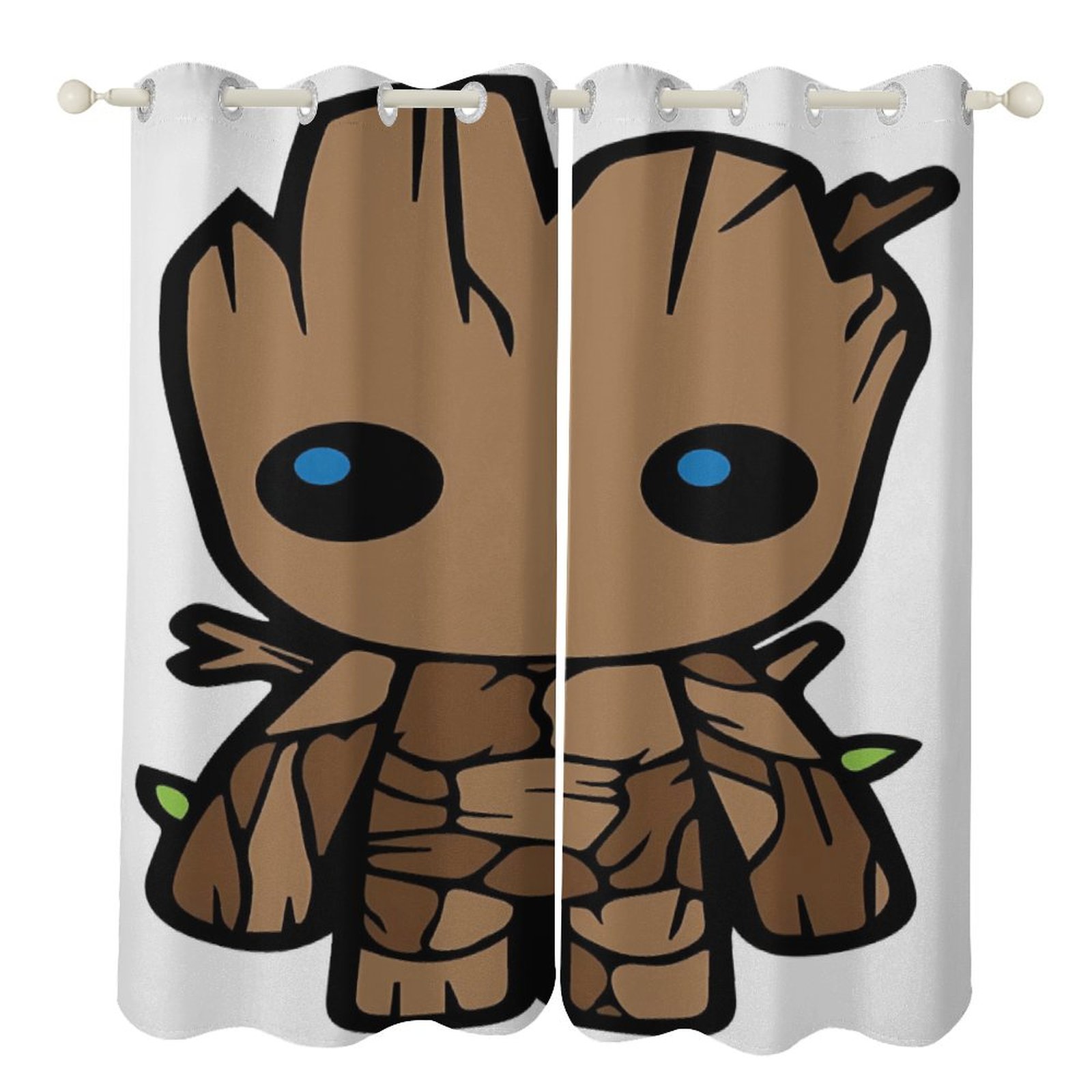 Groot Perforated Curtain Blackout Curtains Decorative Apartment Bedroom ...