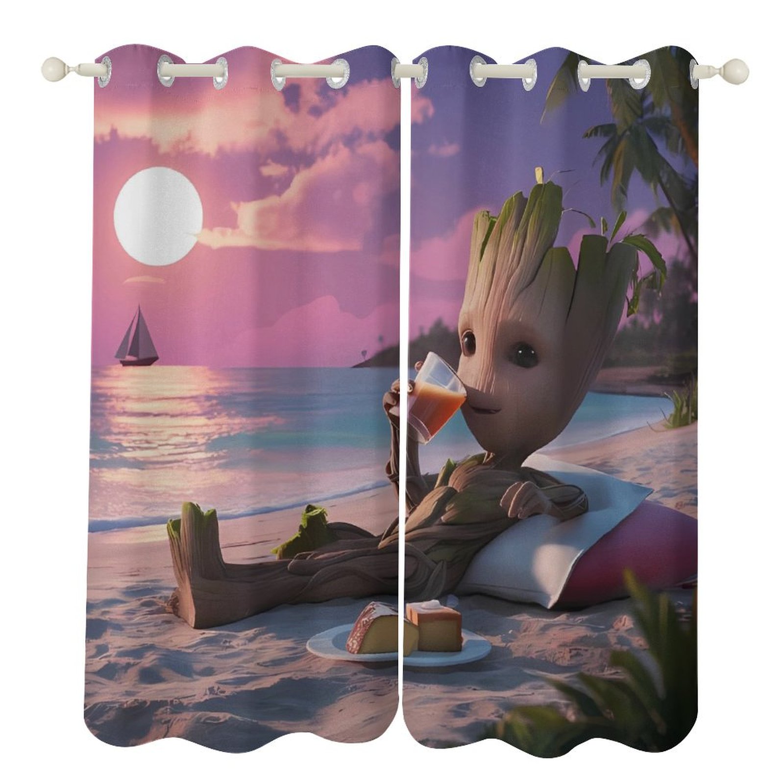 Groot Perforated Curtain Blackout Curtains Decorative Apartment Bedroom ...