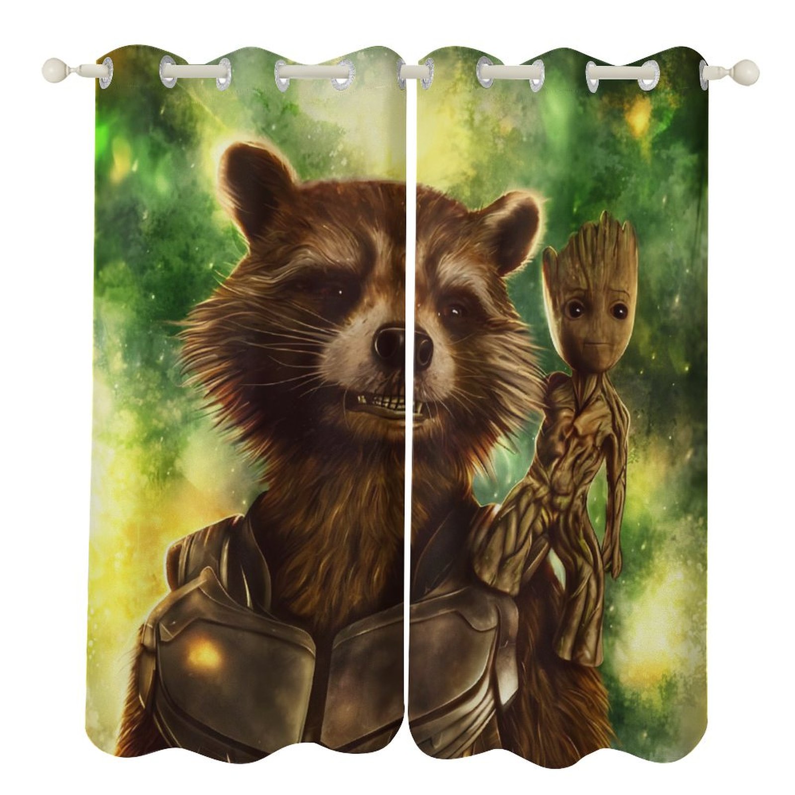 Groot Perforated Curtain Blackout Curtains Decorative Apartment Bedroom ...