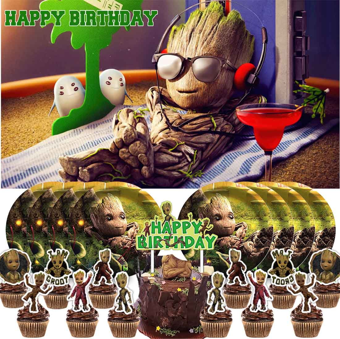 Groot for Party Supplies Birthday Decorations Plates Banner Kids Cake ...