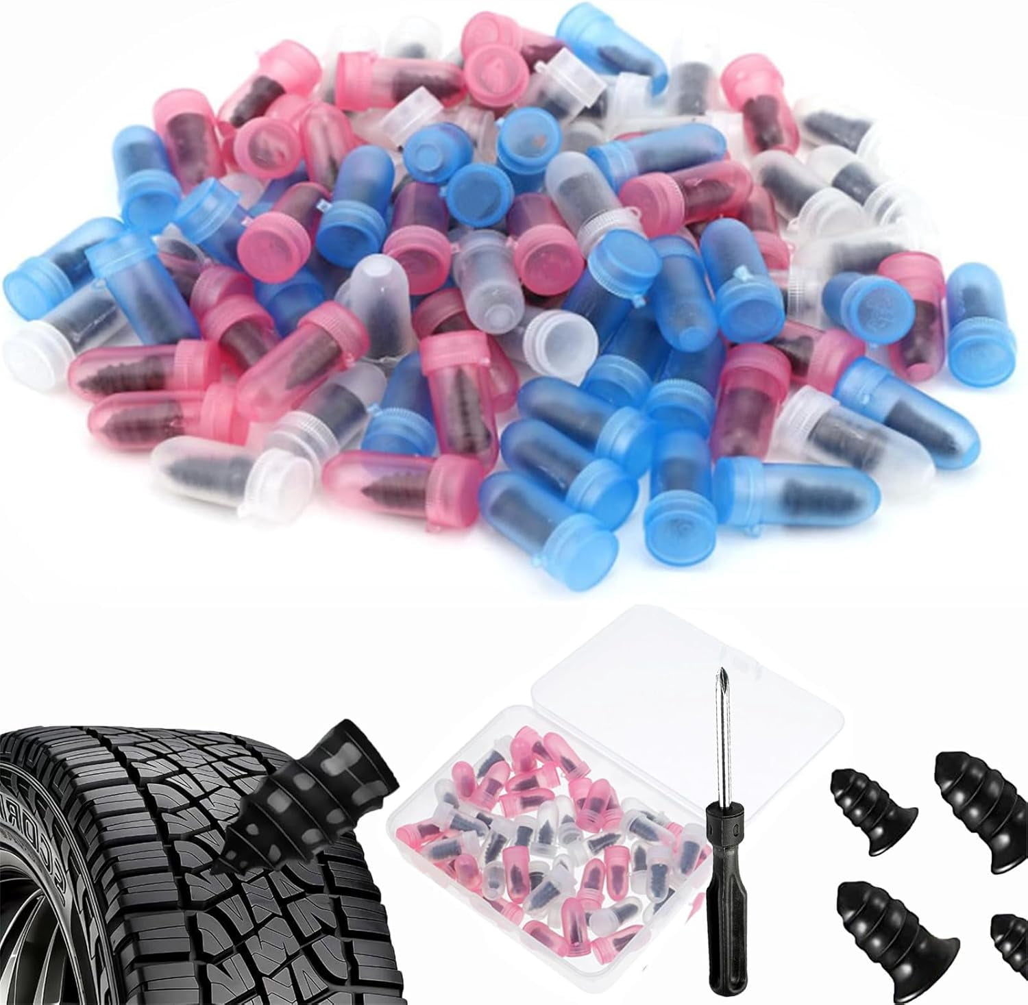 Groove Bunny Tire Plugs, Leak Free Tire Repair Kit, Vacuum Screw in ...