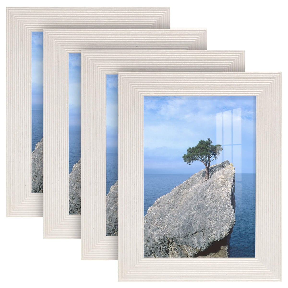 Grooved 3.5 in. x 5 in. White Picture Frame Set (Set of 4) - Walmart.com