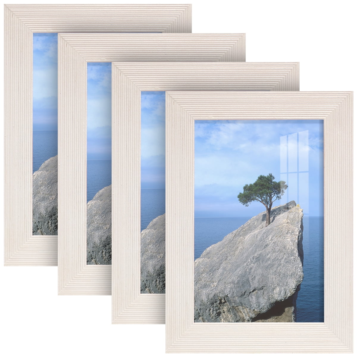 Grooved 4 in. x 6 in. White Picture Frame Set (Set of 4) - Walmart.com