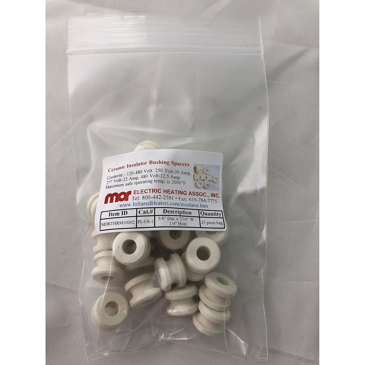 Grooved Bushing Ceramic Insulator - 25pcs, 5/8" x 7/16", 1/4" Hole ...