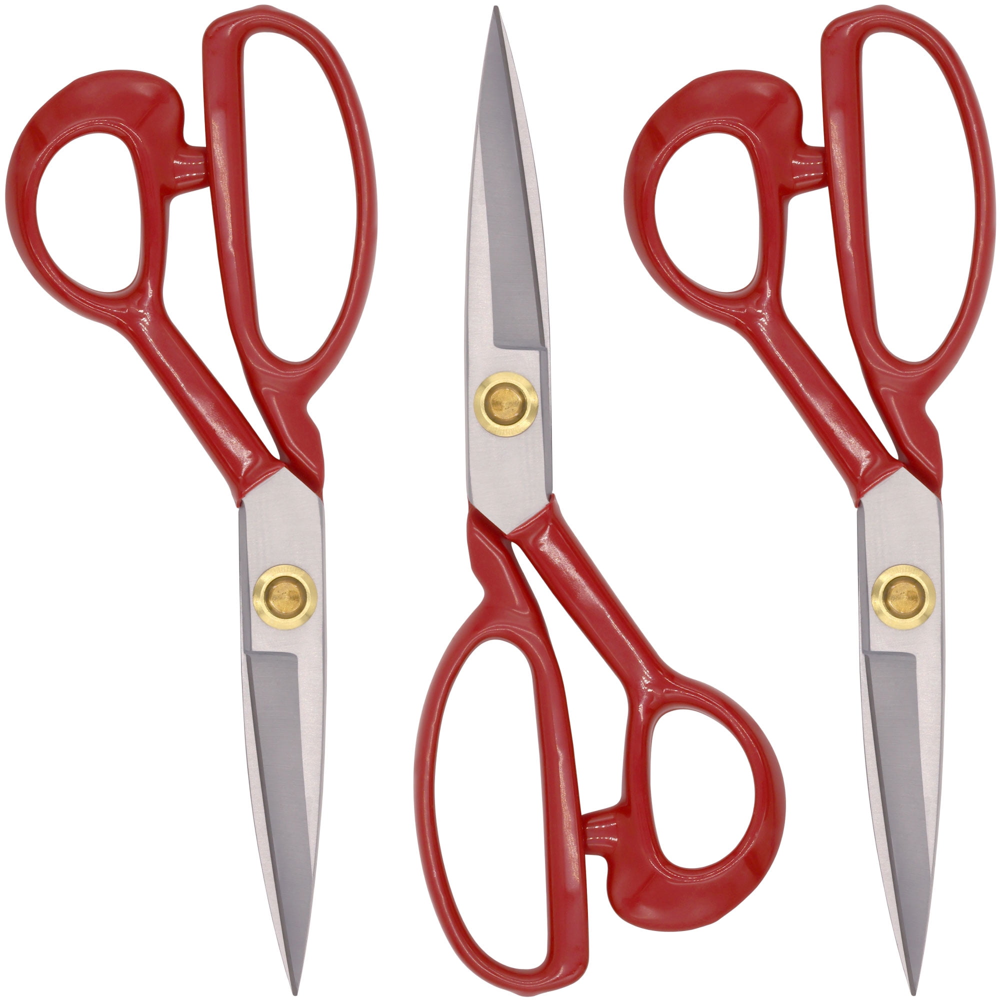 Grooved Fabric Scissors - 8" Red - 3 Scissors - Walmart.com