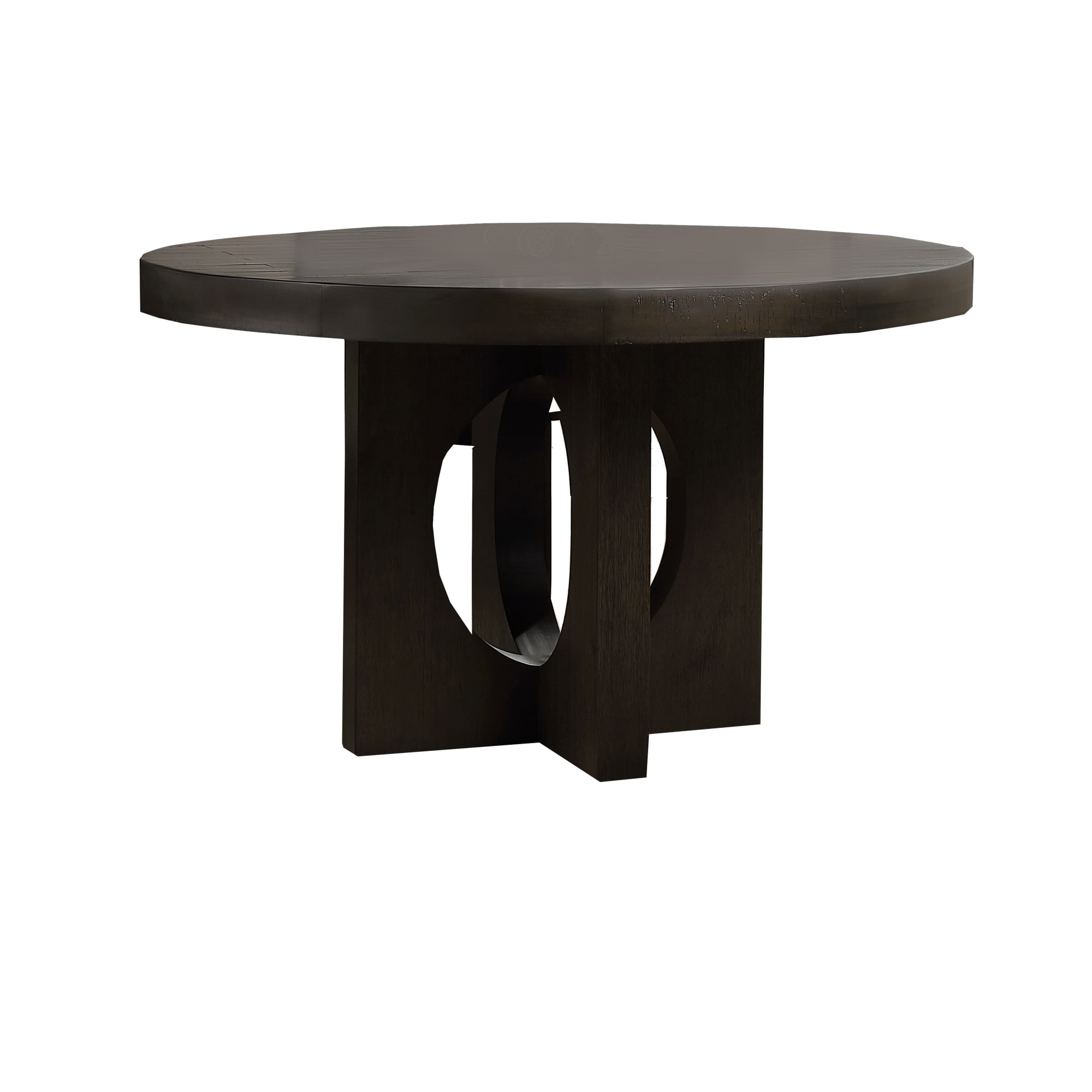 Grooved Top Round Dining Table with X Shaped Pedestal Base, Brown ...