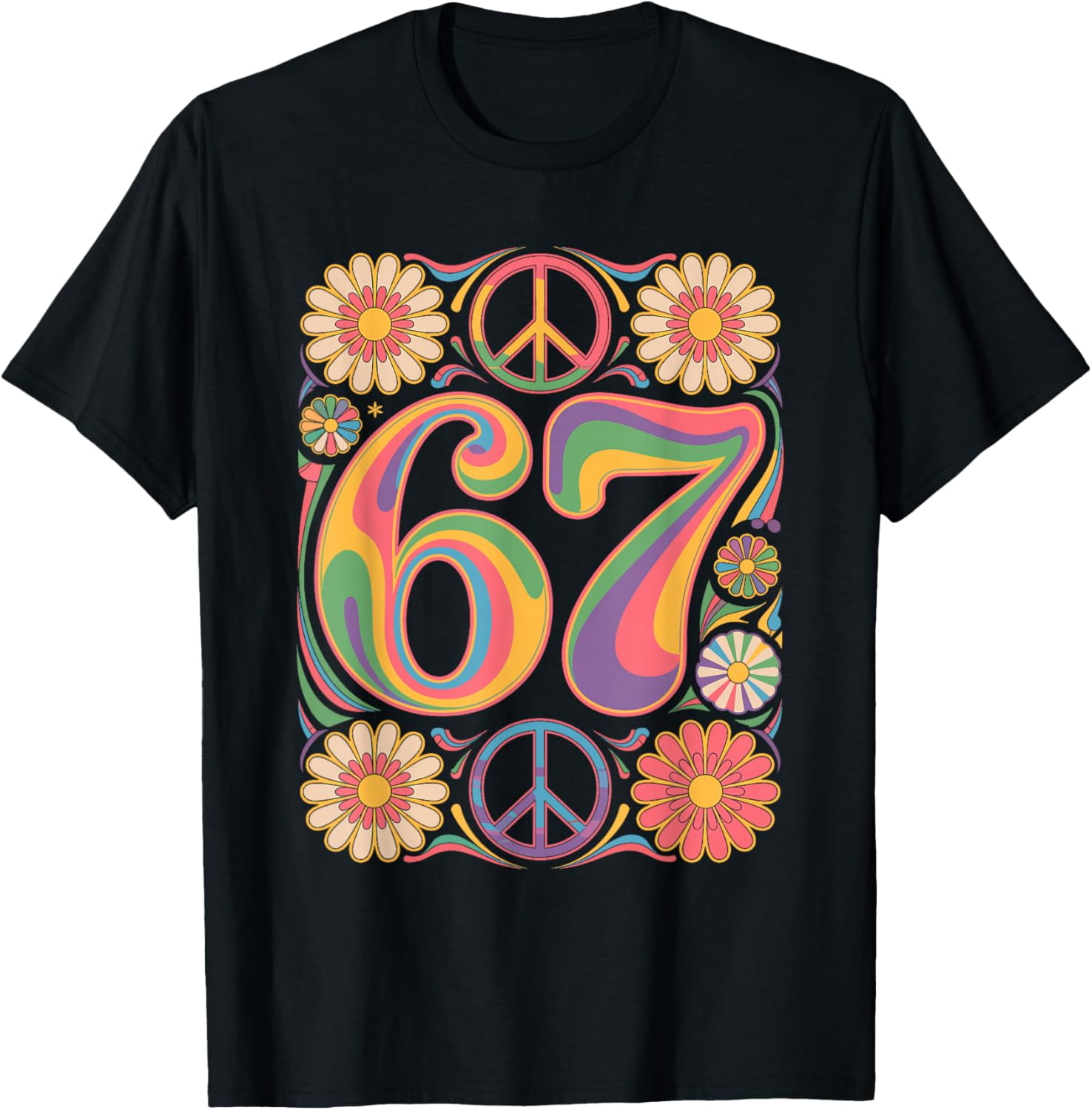 Groovy 67 Number 6 7 Meme Six Seven Students Teachers adult T-Shirt ...