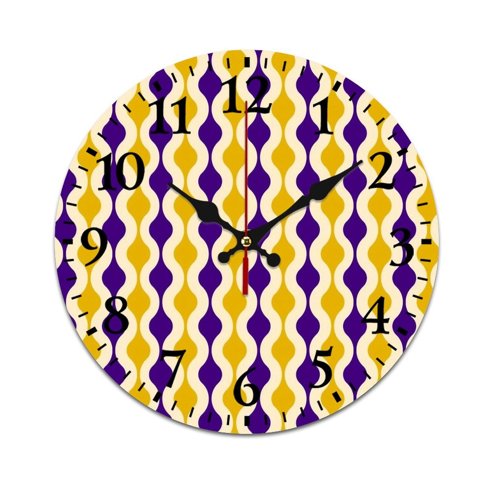 Groovy 70's Pattern Purple And Gold Wall Clock Modern Design Clocks ...