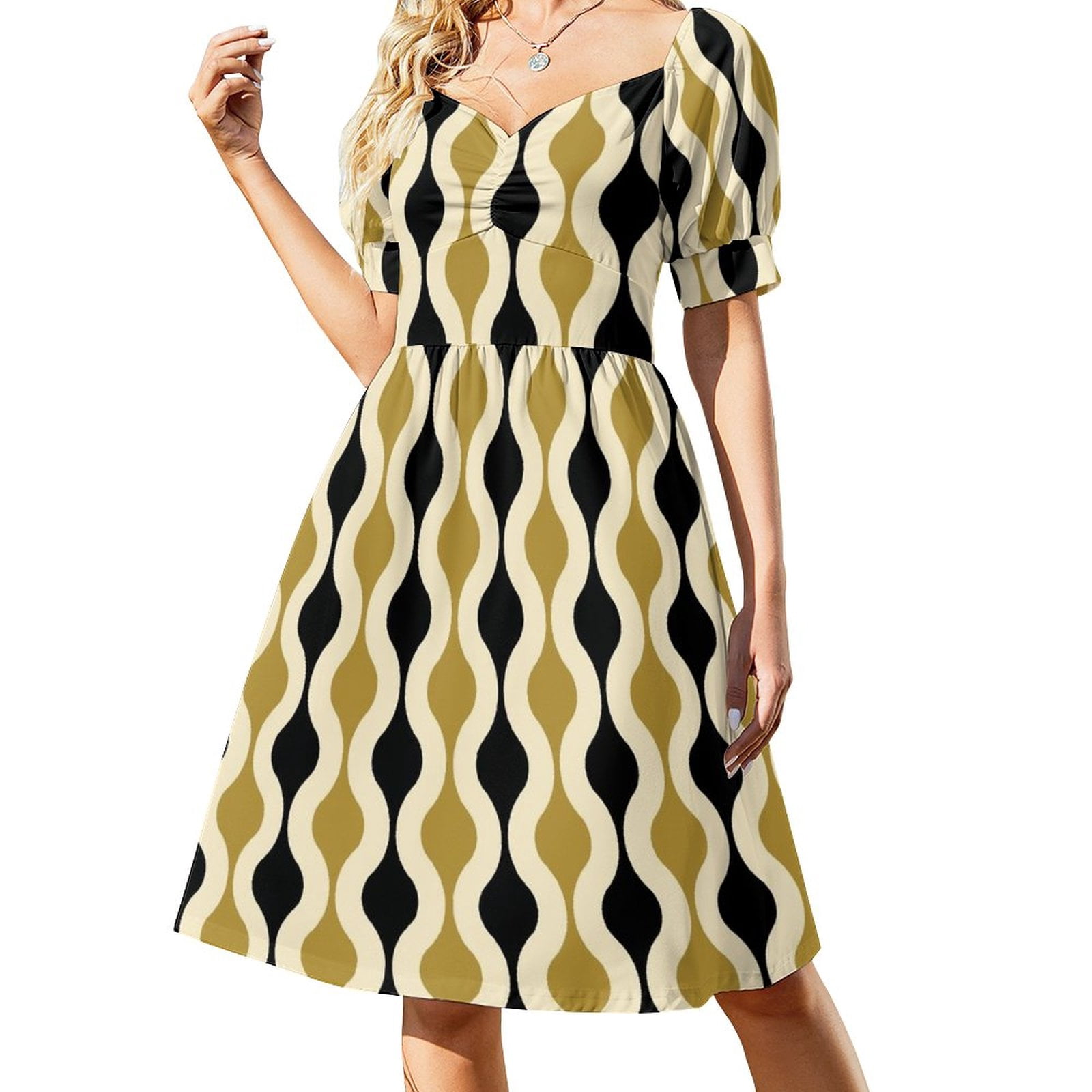 Groovy 70's pattern black and gold Dress dresses for women 2024 womans ...