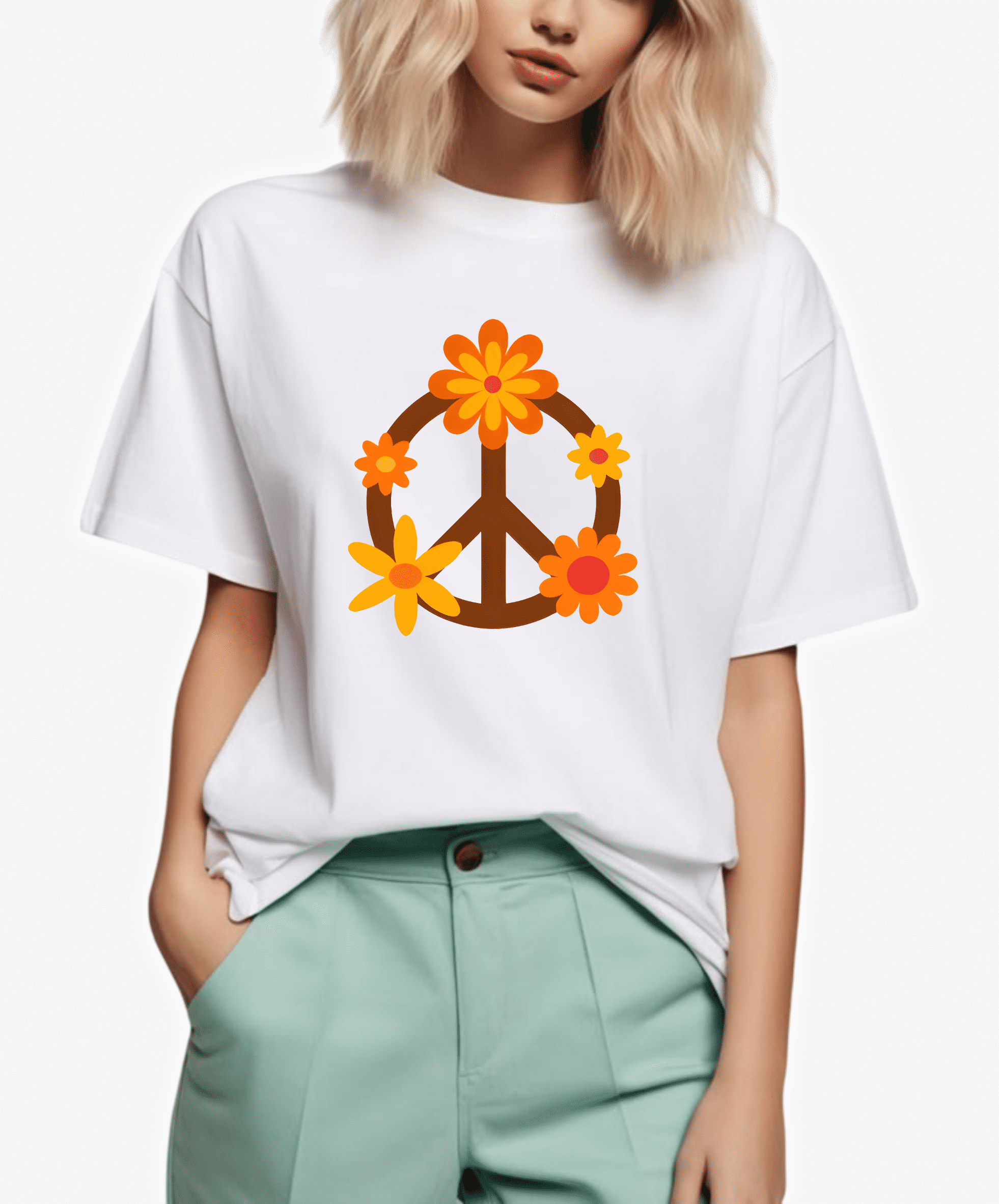 Groovy 70s Peace Sign Hippie Flower Power Retro Festival Graphic Unisex ...