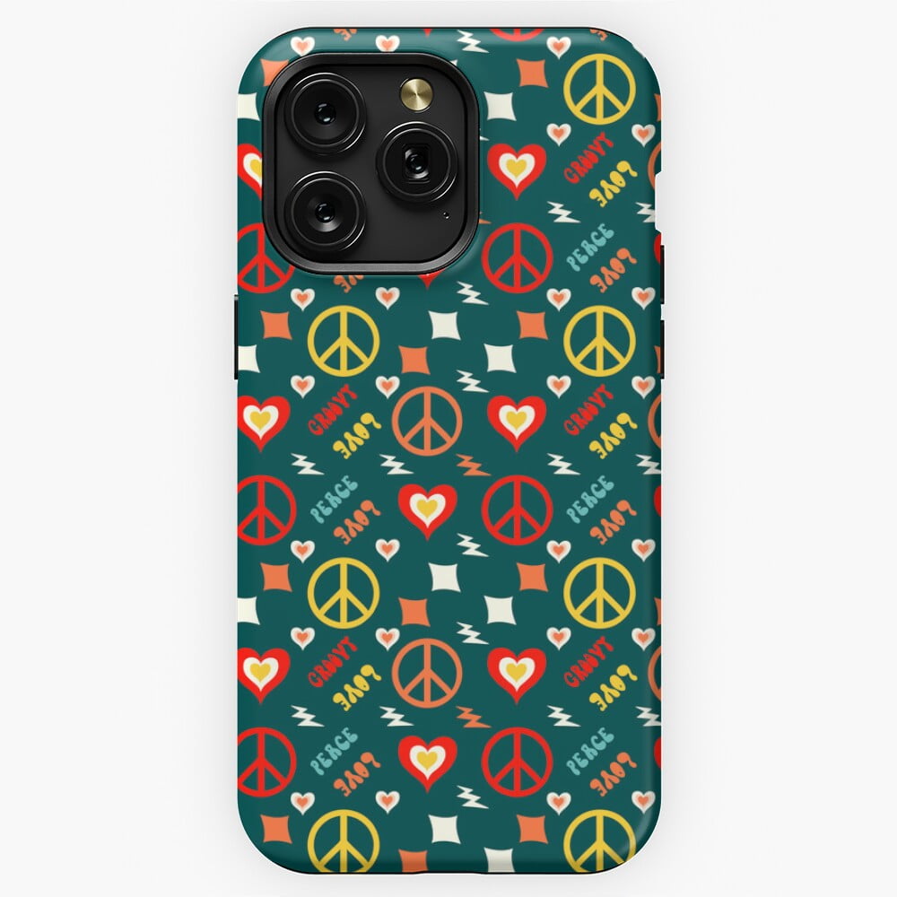 Groovy 70s Words Peace Signs Retro Vibe with iPhone 17 to 11 Pro Max ...