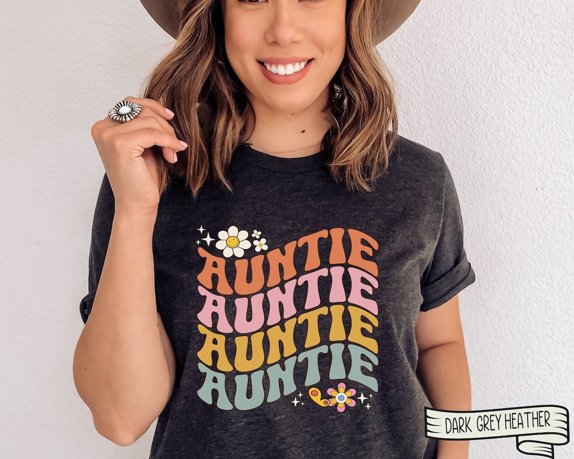 Groovy Auntie Shirt, Auntie Tee, Retro Auntie T-Shirt For New Aunt ...