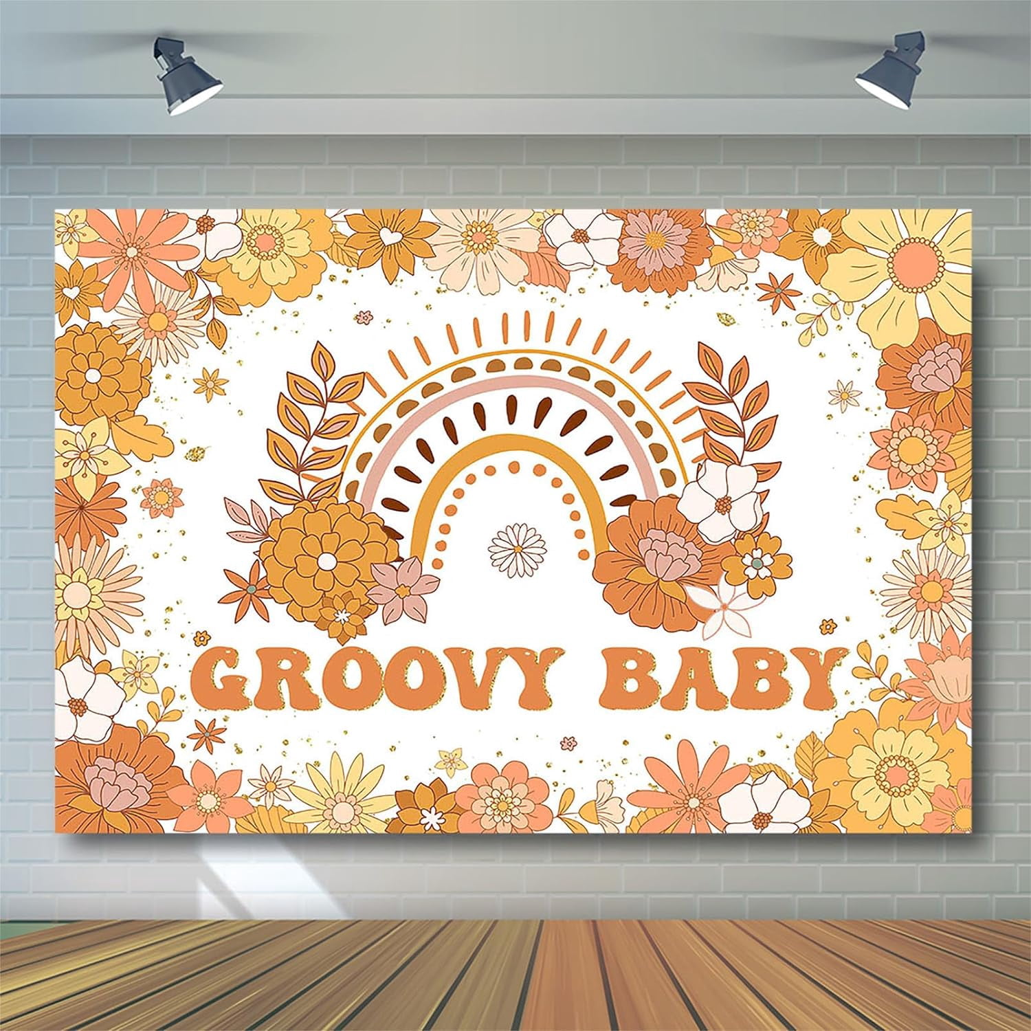 Groovy Baby Shower Backdrop Retro Hippie Rainbow 70s Baby Shower ...