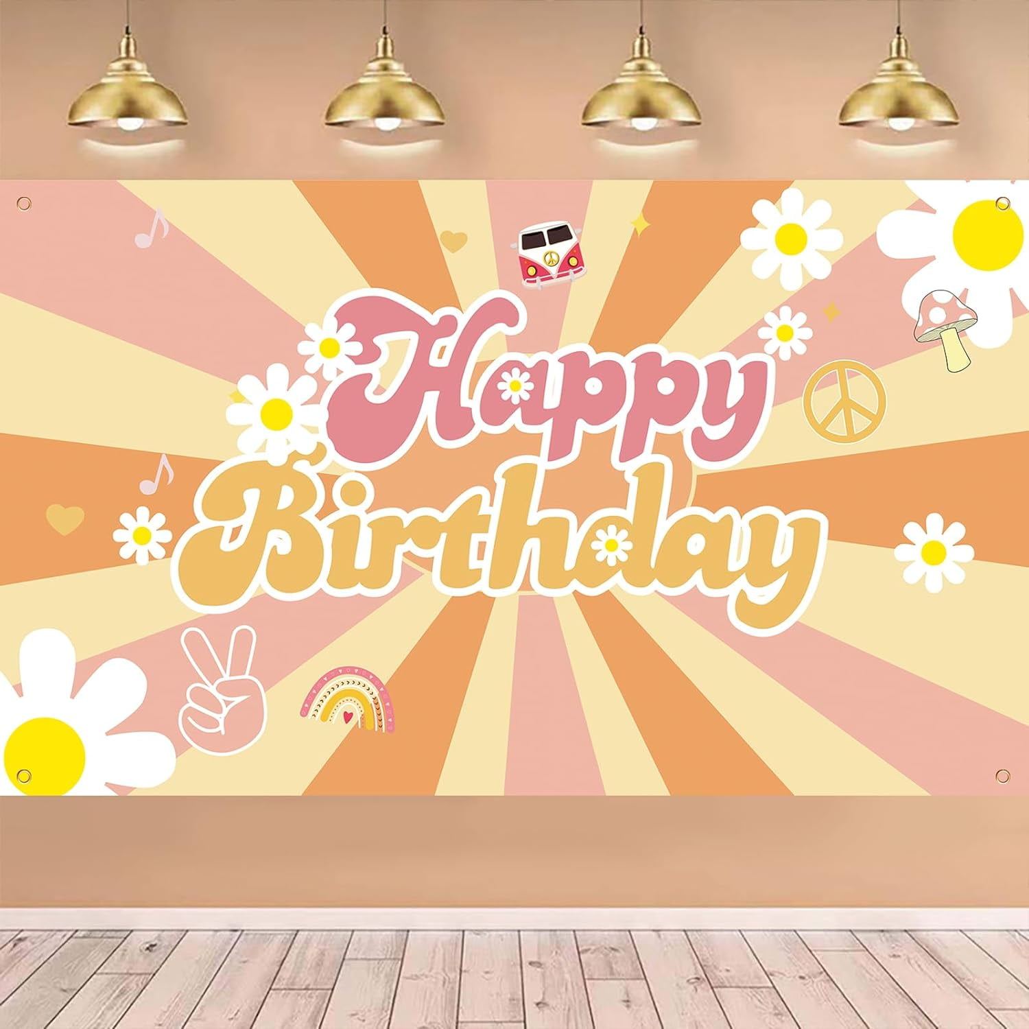 Groovy Birthday Decorations Groovy Happy Birthday Backdrop Banner Large ...