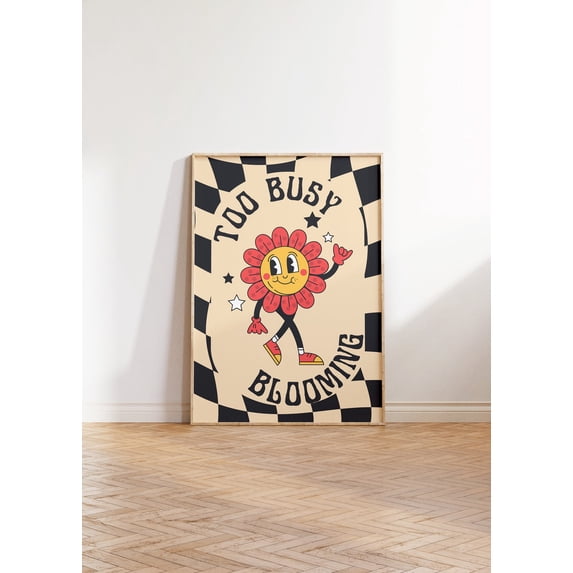 Groovy Bloom Flower Retro Wall Art 70s Style Decor, Unframed Canvas ...